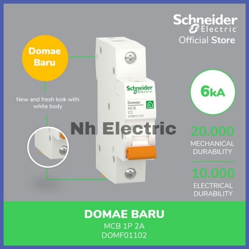 Mcb New Domae Mcb 1 Phase Schneider 2A, 4A, 6A, 10A, 16A, 20A, 25A, And 32A | Shopee Philippines