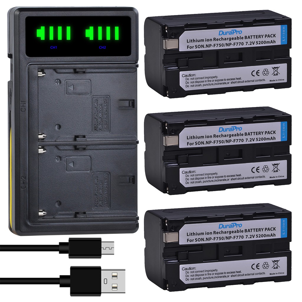 4400mAH NP-F750 NP-F770 Li-ion Camera Battery + LCD USB Dual Charger for Sony NP F970 F960 F550 ...