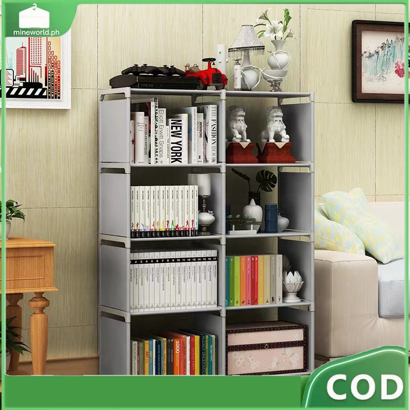 COD 4-Tier 8 Cubes DIY BookShelf Double Storage Rack Storey Simple ...