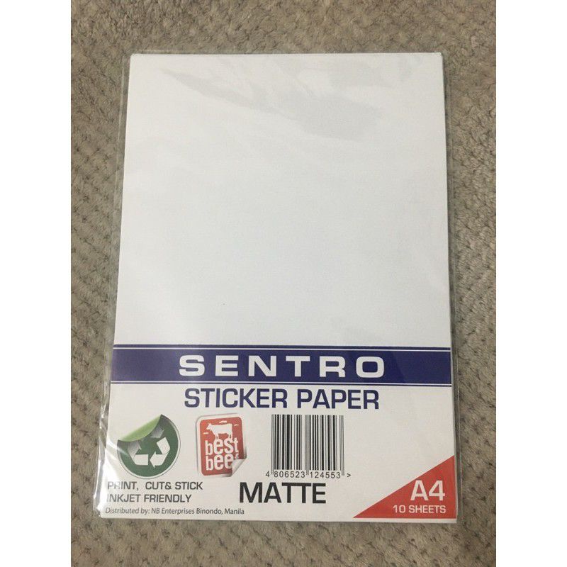 10 Sheets Sentro Sticker Paper Matte Sticker Paper A4 Inkjet Friendly ...