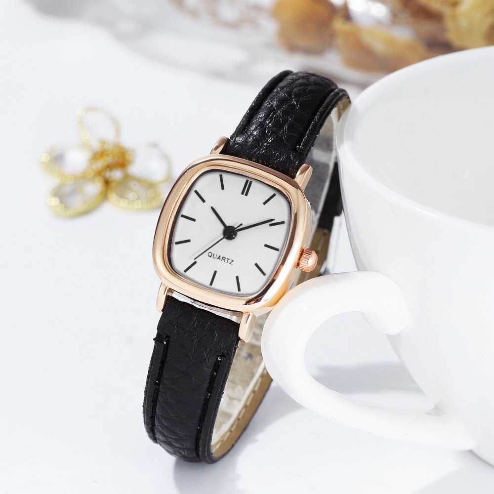 Women Fashion Small Square Dial Watch Leather Strap Quartz Watches ...