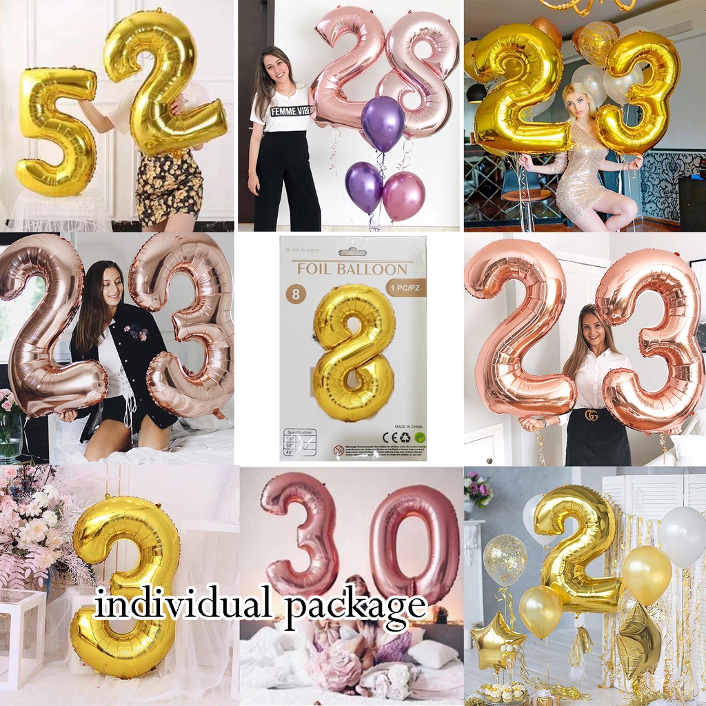 32 inch Foil number Balloons digital aluminum balloon happy Birthday ...