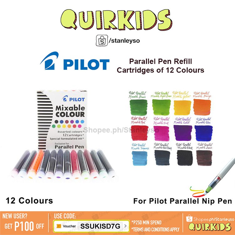 Pilot Parallel Pen Ink Refills for Calligraphy Pens, Assorted Colors ...