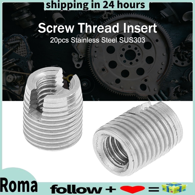 [Ready Stock] Romanticshop 20pcs Screw Thread Insert Stainless Steel SUS303 Self Tapping Slotted ...