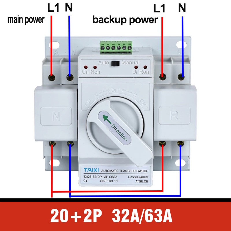 TAIXI ATS 2P 49P 40A 63A 230V 400V Micro Circuit Breaker MCB Dual Power ...