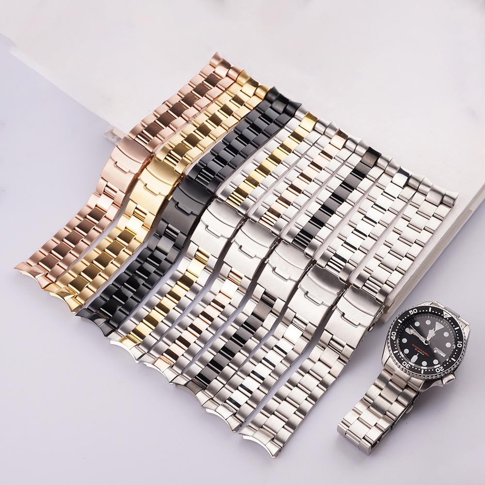 22mm 316L Steel Solid Curved End Oyster SEIKO Watch Band Bracelet For ...
