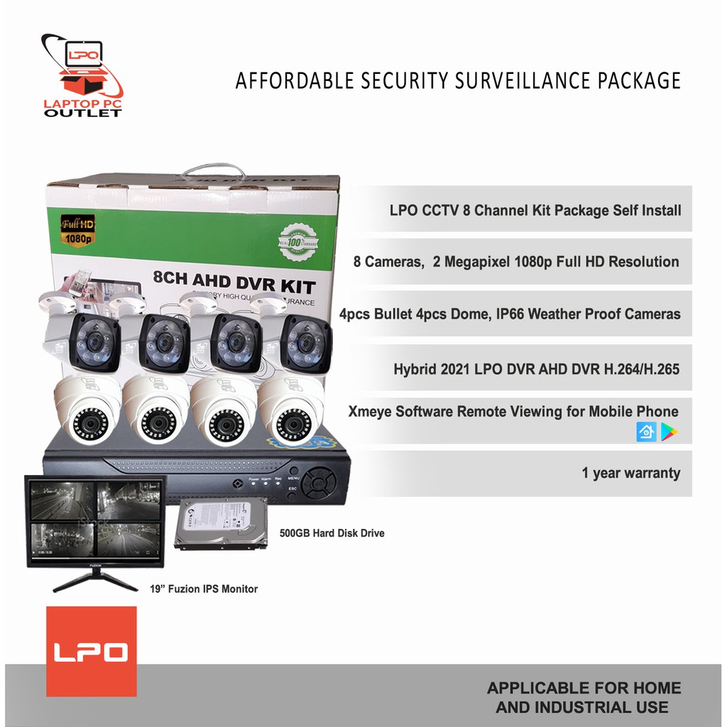 CCTV camera security 8 channel complete package 2MP FHD 8 cameras with ...