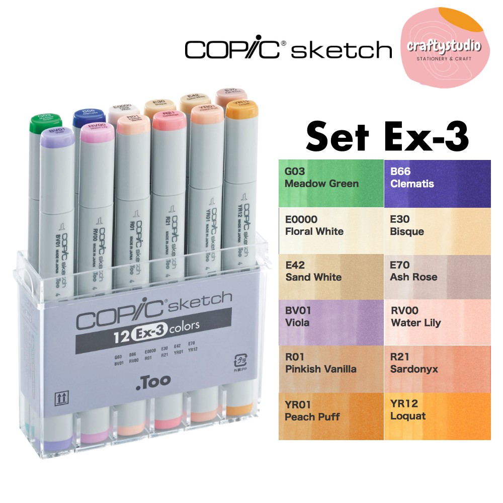12 pcs Copic Sketch Ex-3 Marker Set, Drawing Marker Set | Shopee ...