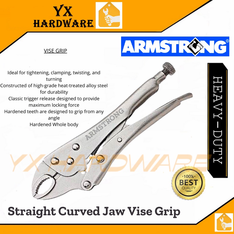 Armstrong Straight Curved Jaw Vise Grip Round Long Locking Pliers ...
