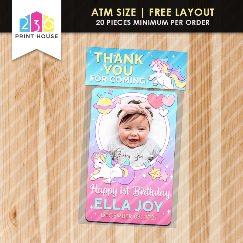 Unicorn Ref Magnet Souvenir • ATM Size • FREE Layout • Baptism or ...