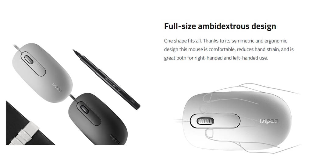 Rapoo N200/N120/N1600 USB Wired Mouse 1000 DPI Optical Tracking Home ...