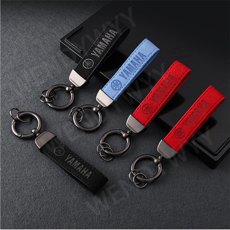 Car Key Chain Genuine Leather Keychain Pure Color Buckle Car Key Ring ...