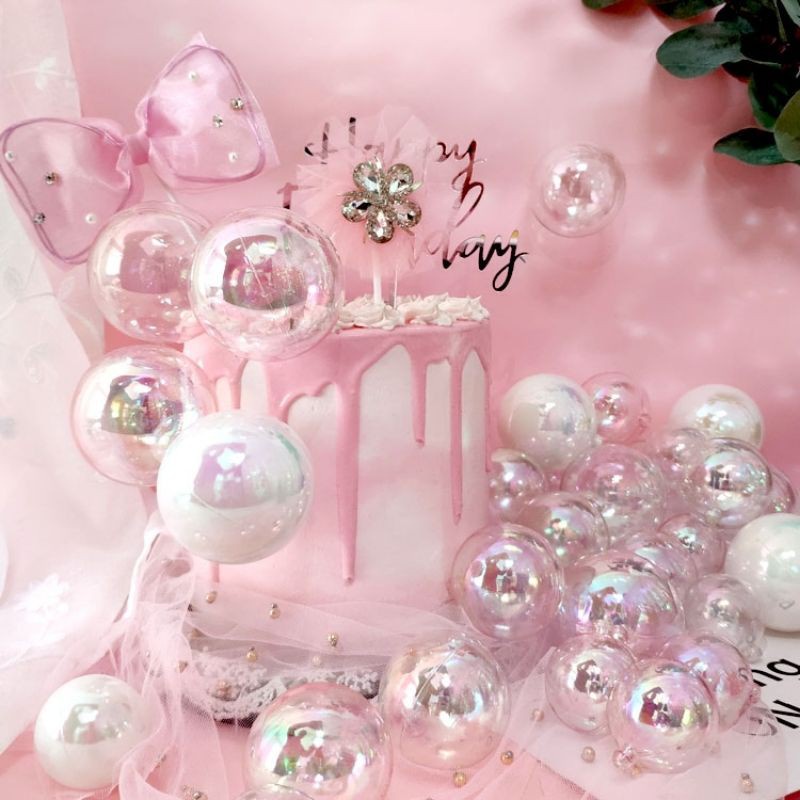 3pcs Wishing Ball Birthday Cake Decoration Symphony Transparent Ball ...