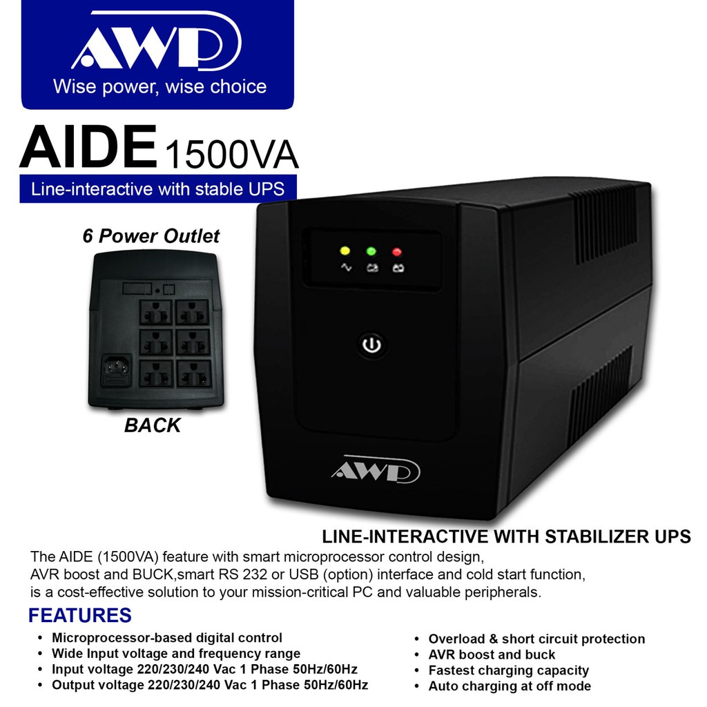 AWP 1500VA PRO LCD UPS Uninterruptible Power Supply | Shopee Philippines