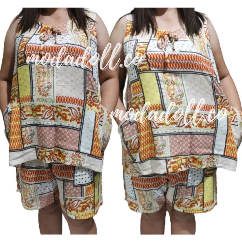 ModaDollCo. 2XL Abby Ribbon Blouse Short Challis w/ 3 Pocket | PLUS SIZE (M-2XL) | Taytay ...