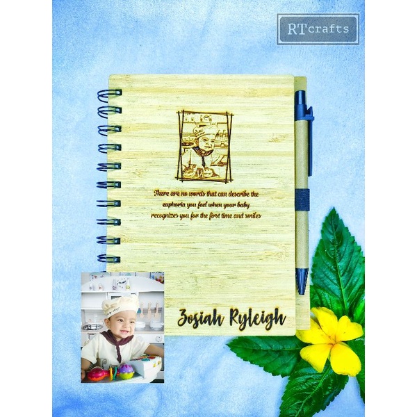 Personalized Bamboo Notebook with Pen w/Laser Engraved | Shopee Philippines