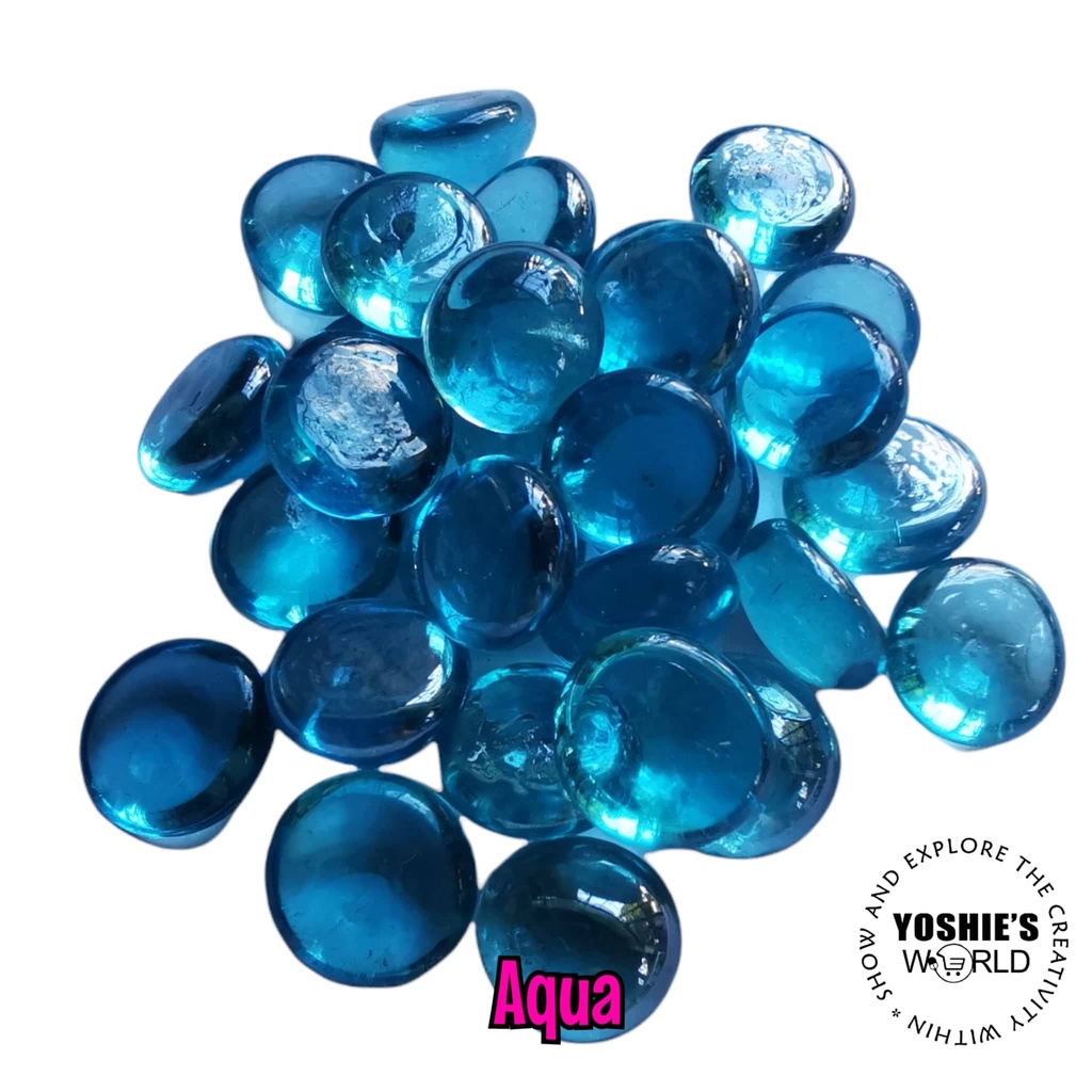 PEBBLES FLAT GLASS MARBLE 45- 50PCS per pack art and crafts | Shopee ...