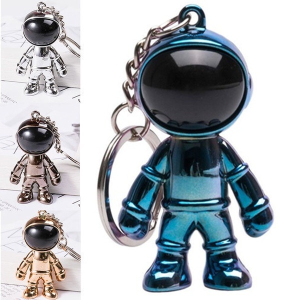 3D Astronaut Keychain Space Robot Spaceman Keychain (Color: Gold/Silver ...