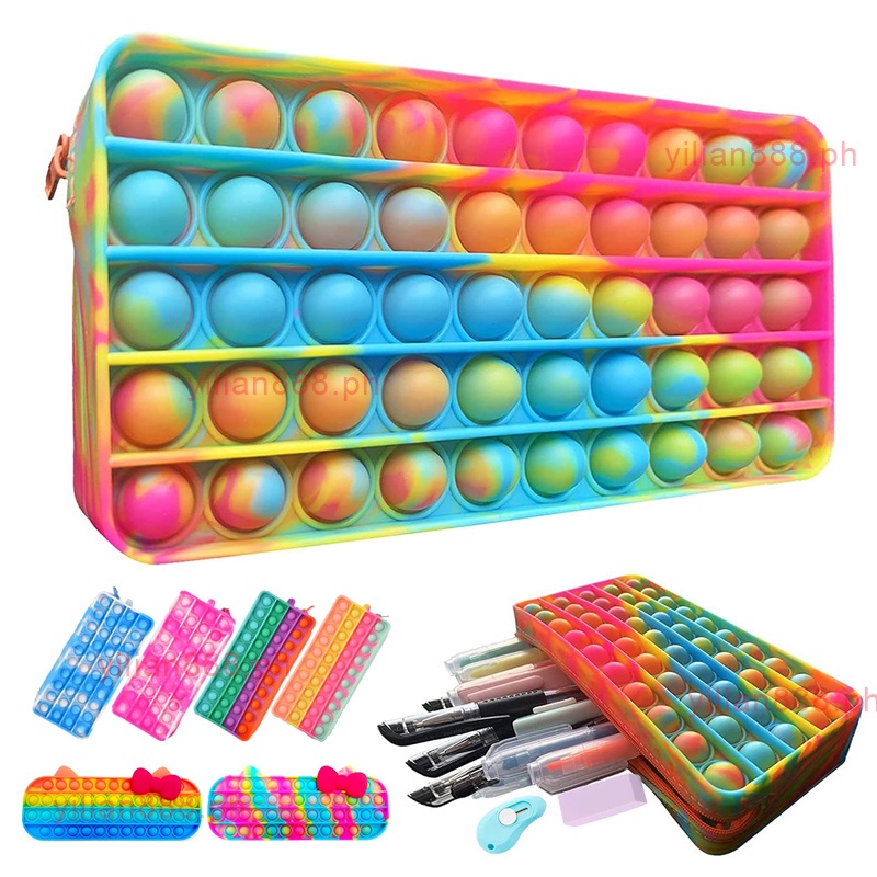 Pop Pencil Case Fidget Pencil Bag Pen Case Silicone Bubble Toy ...