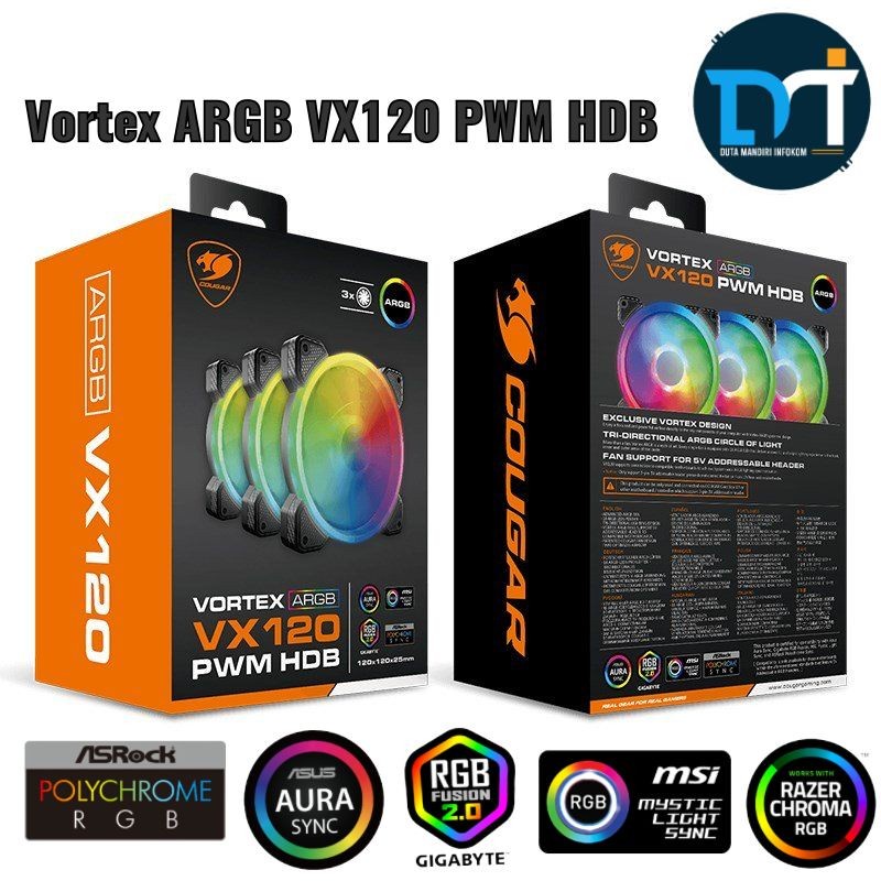 Cougar Vortex ARGB VX120 PWM HDB - 3in1 CPU Cooling Fan KIT | Shopee Philippines