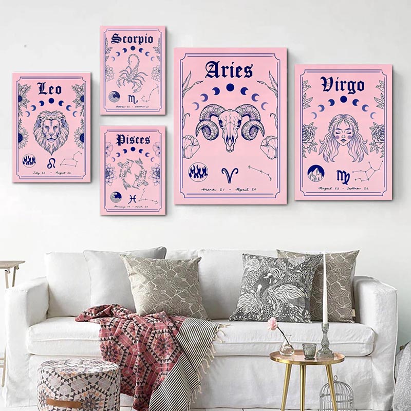 Nursery Constellation Wall Poster Canvas Print Boho Astrology Cancer ...