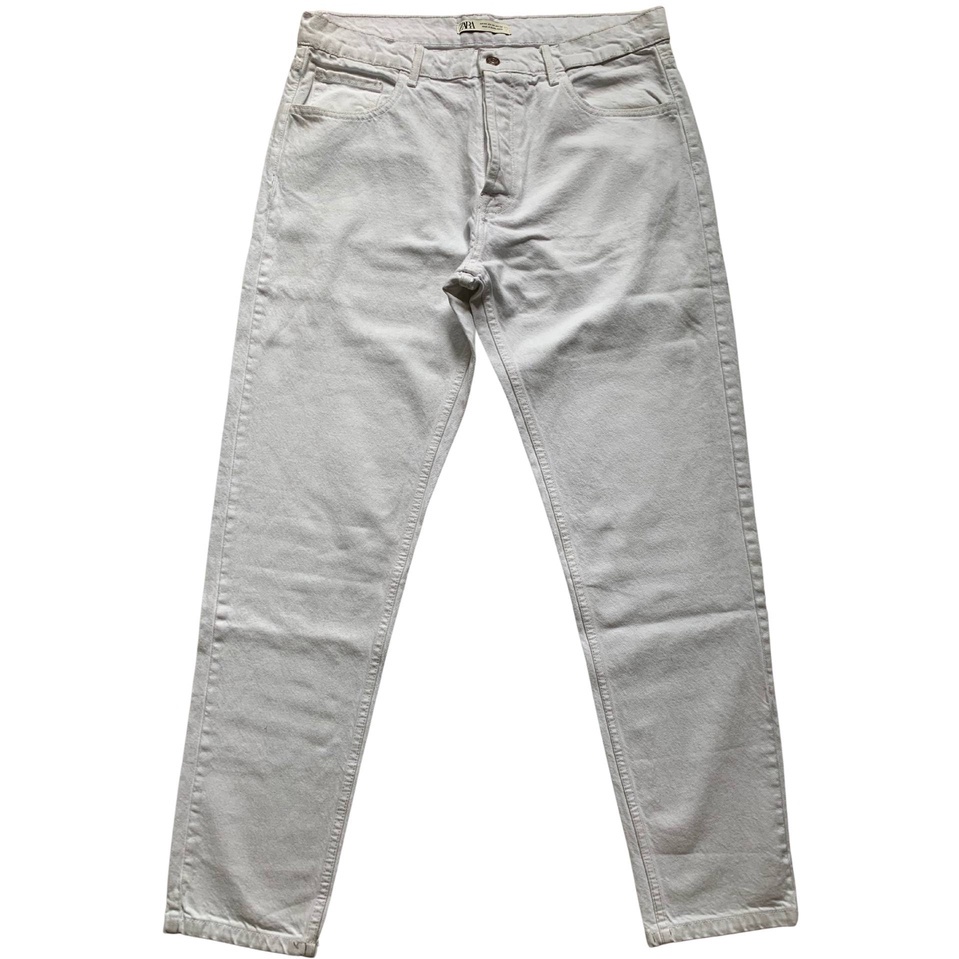 Za ra Mens Slim Fit White Denim Button Fly Jeans Original Overrun ...