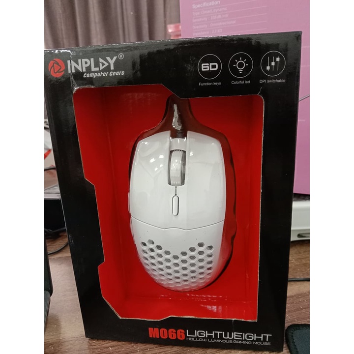 Inplay M066 Lightweight Hollow Luminous Gaming Mouse | Black and White ...