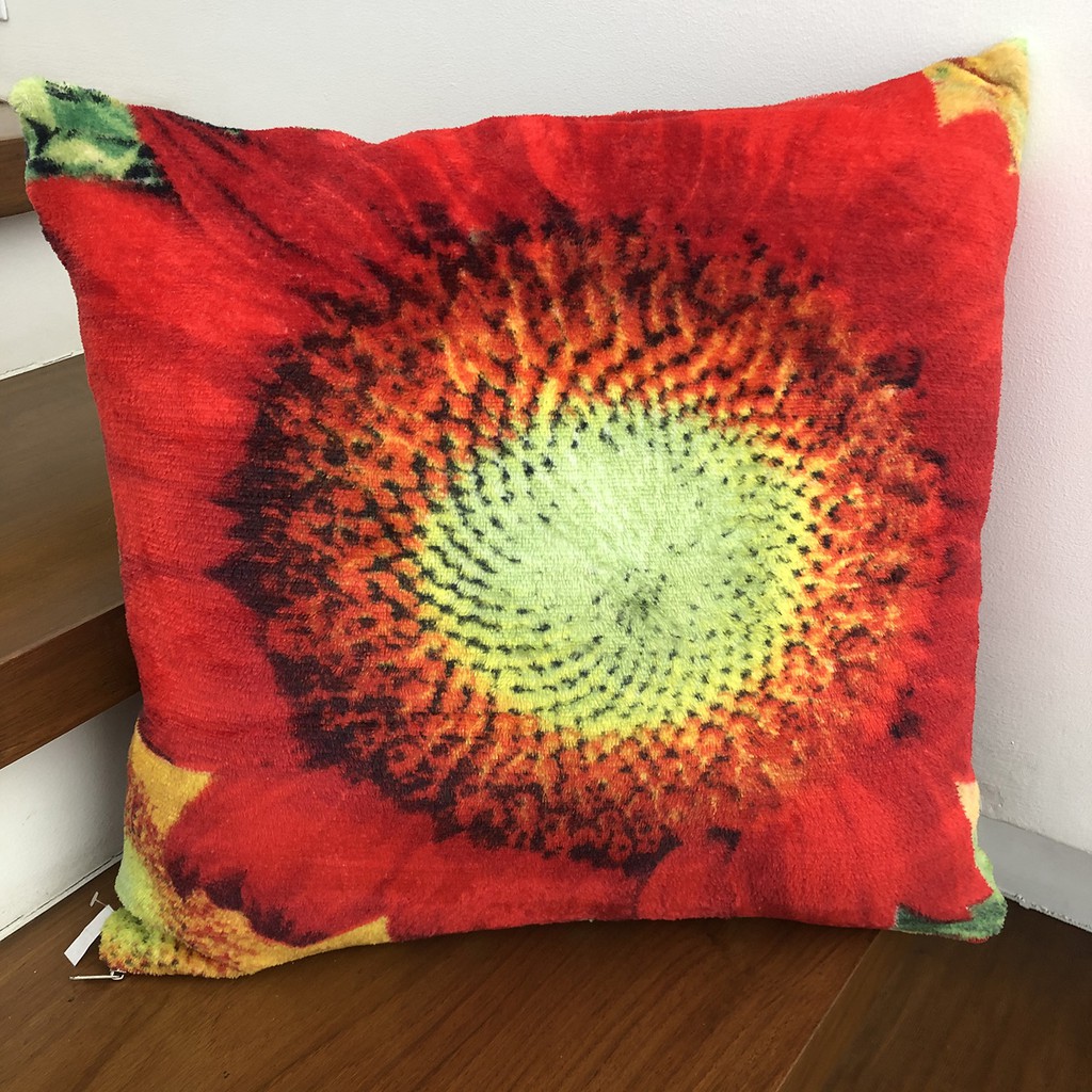 TP - RED SUNFLOWER FLEECE/ RED OR MAROON BACK Throw Pillow Case ...