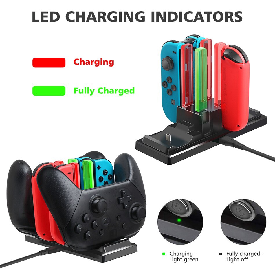 Protable Controller Charger Dock For Nintendo Switch Support 4 Joy-con ...