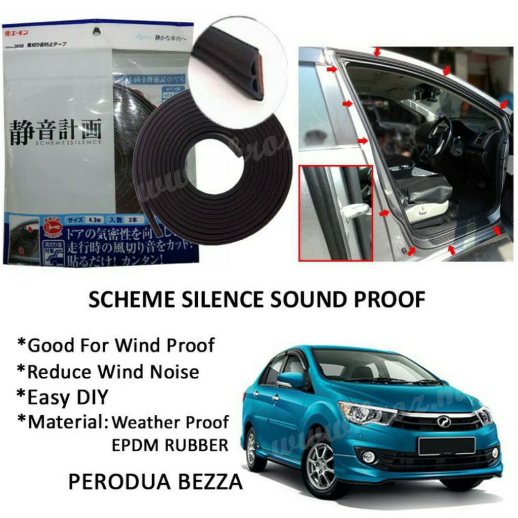 (4 Doors)Perodua Bezza Car Door Rubber Seal SCHEME SILENCE (Double B ...