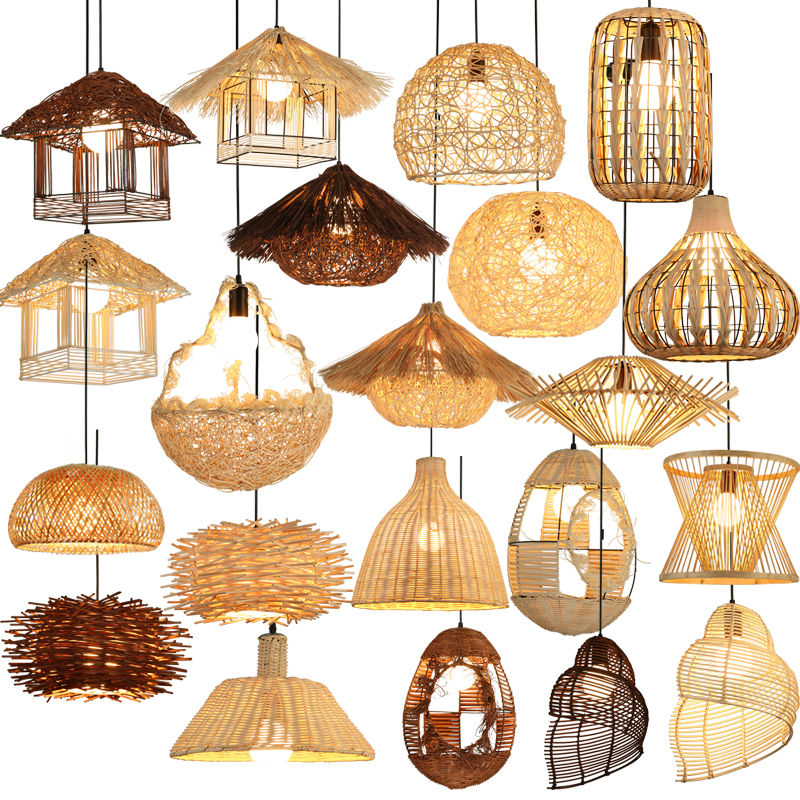 Rattan Chandelier Ceiling Light Bamboo Drop Lights Ceiling Light Native ...