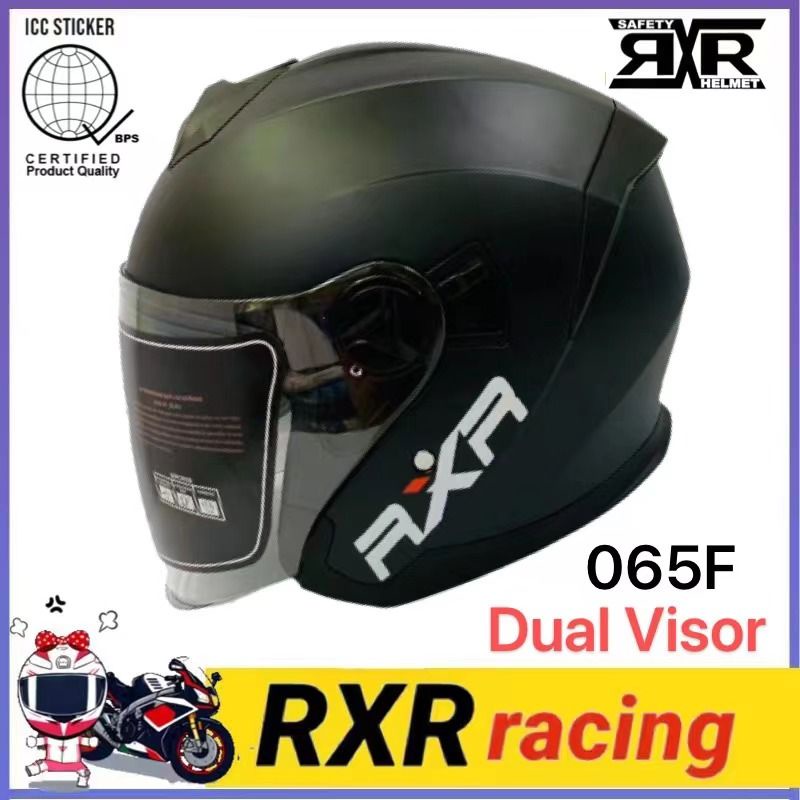 Rxr Half Face Dual Visor 065F For Motorcycle With ICC (BPS) LARGE ONLY ...