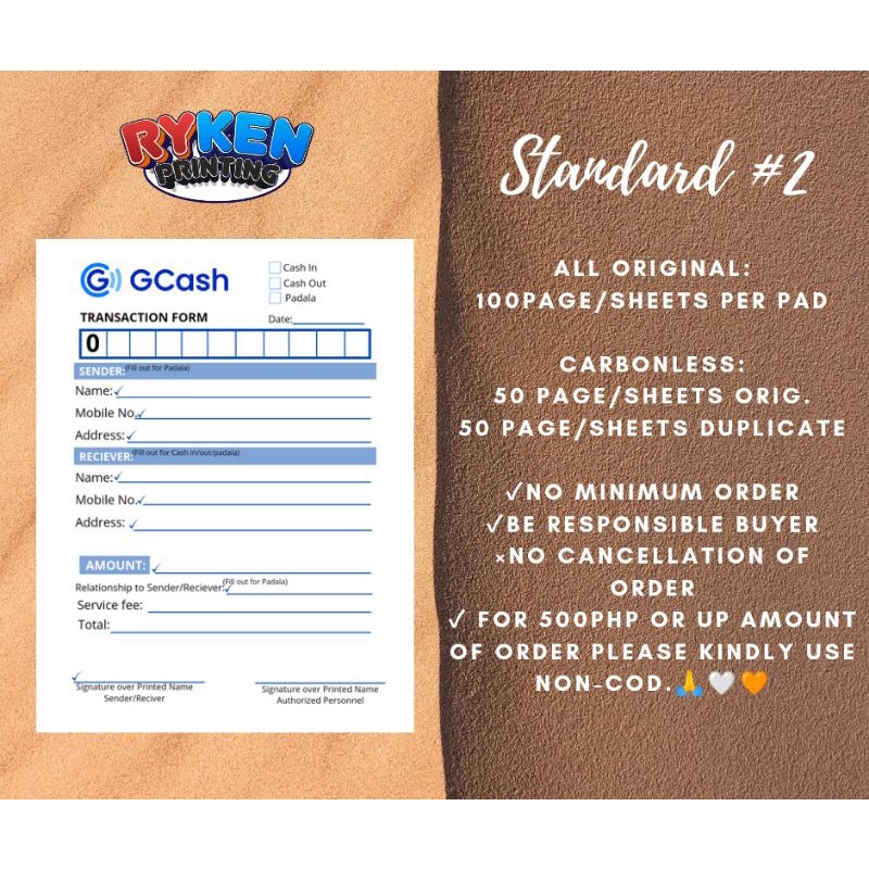 GCASH TRANSACTION SLIP/RECEIPT/FORMS | Shopee Philippines