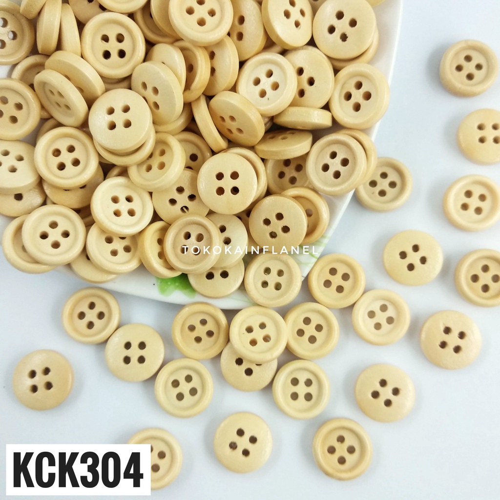 KAYU Kck304 Cream Plain Wood Buttons uk 13mm (1 box contains 12 items ...