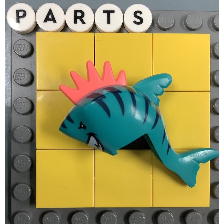 LEGO Minifigure Parts - Modified Shark Head w/ Coral Spiked Hair, Fin ...