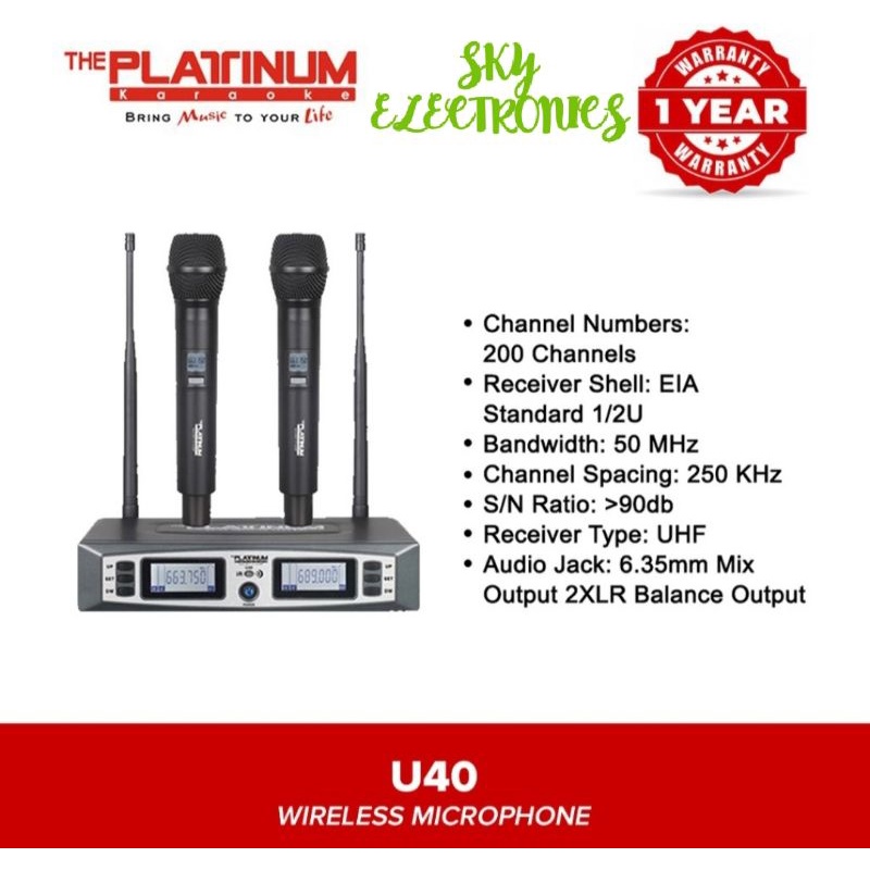 PLATINUM U40 PTW-600U PROFESSIONAL WIRELESS MICROPHONE | Shopee Philippines
