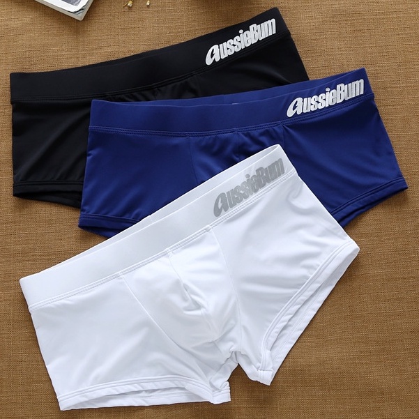 Aussie Bum Men Quality Plain Milk-silk Boxer Briefs Man Low Waist ...