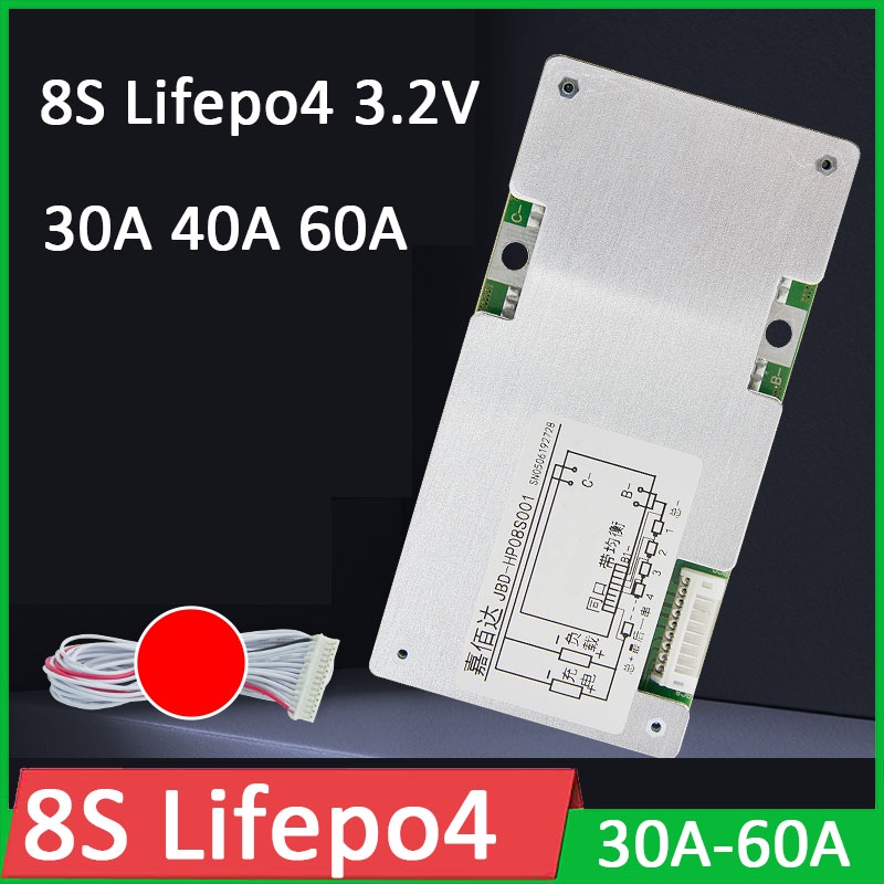 BMS 8S 24V Lifepo4 Lithium iron phosphate Battery Protection Board Inverter with Balance 30A 40A ...