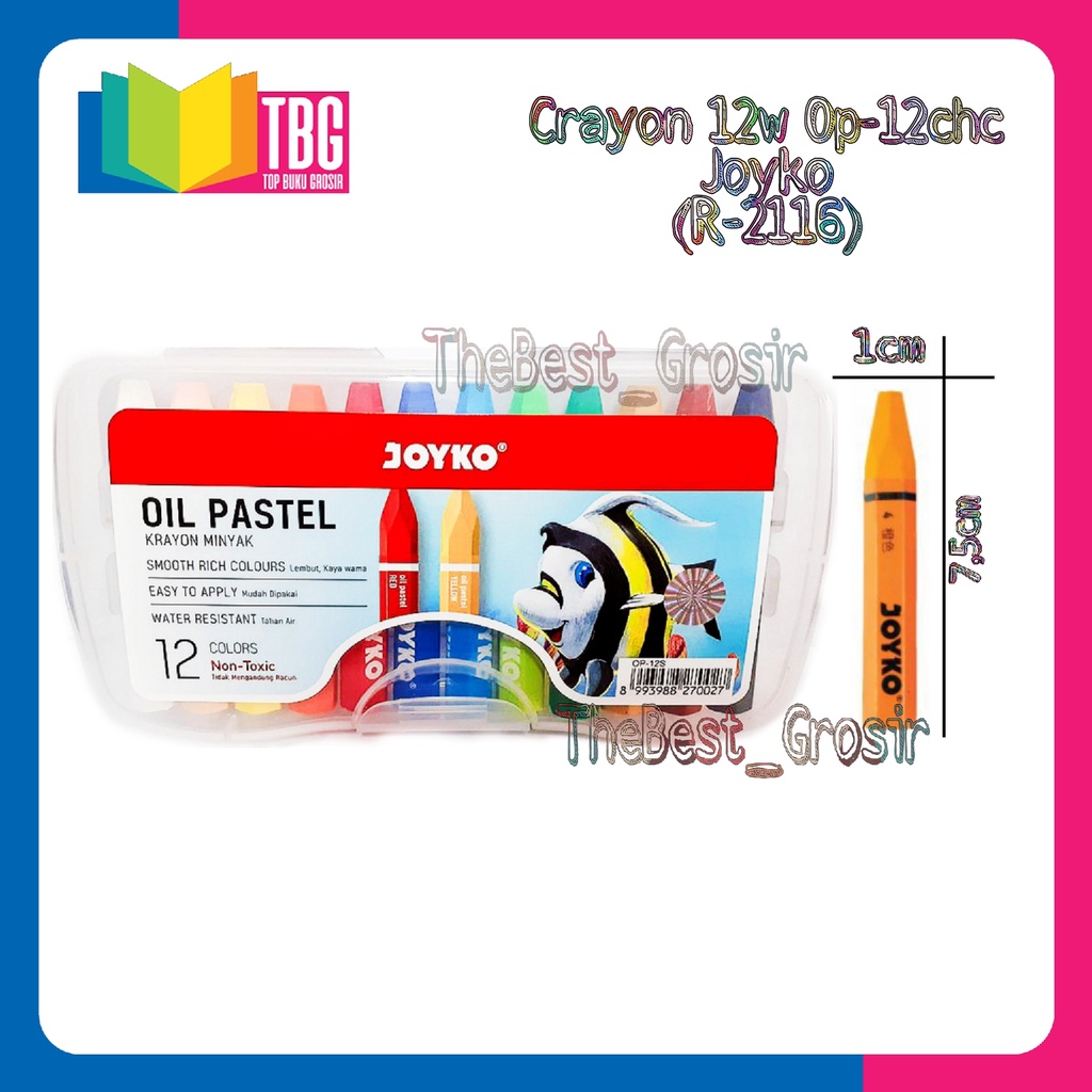 1 SET (12 COLORS) CRAYON 12W OP-12CHC JOYKO / CRAYON COMPACT JOYKO ...