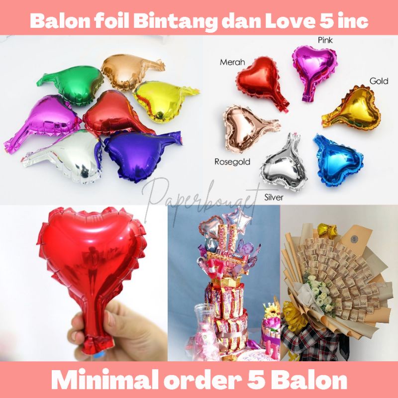 5 Inch Mini Star Love Foil Balloons/Balloons For Bouquet/Color Balloons ...