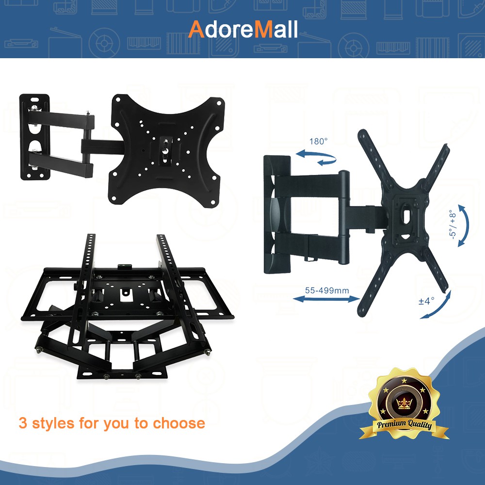 14-55 Inch Retractable TV Bracket Wall Mount TV Rack Monitor Mount ...
