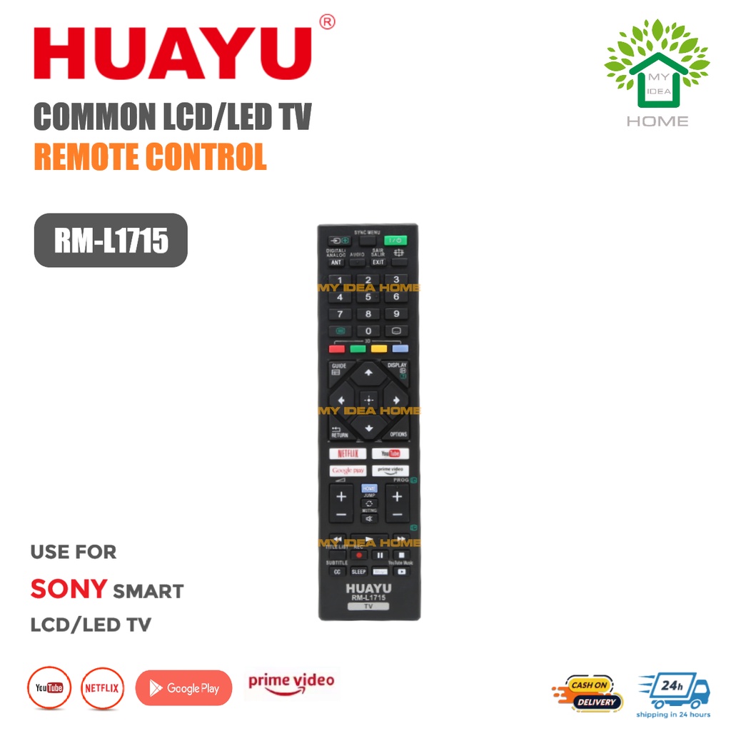 HUAYU RM-L1715 Common LCD/LED TV Remote Control for sony COD | Shopee Philippines