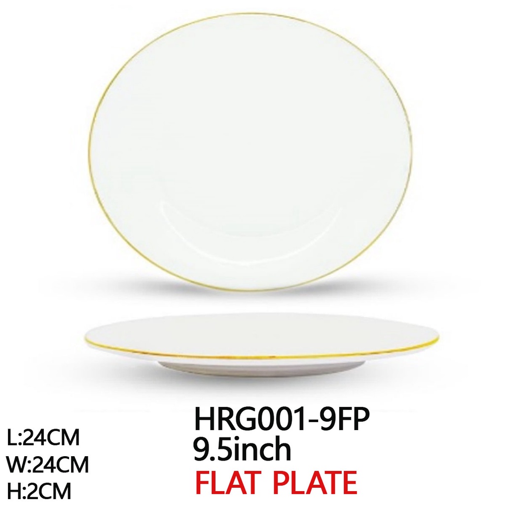 Ceramic dinner plate, Korean style pure white gold edge tableware ...