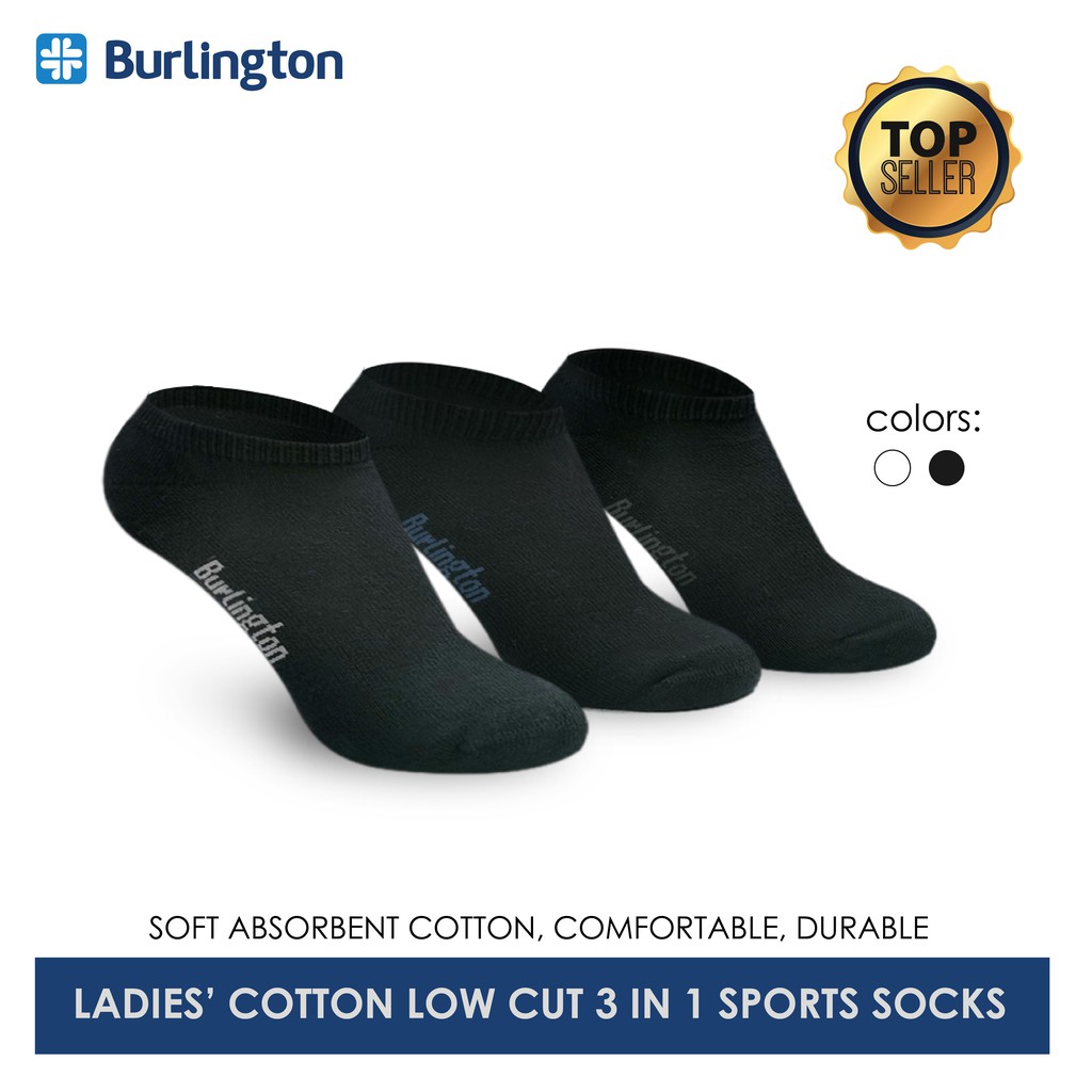 Burlington Ladies' Cotton Low Cut Lite Sports Socks 3 pairs in 1 pack ...