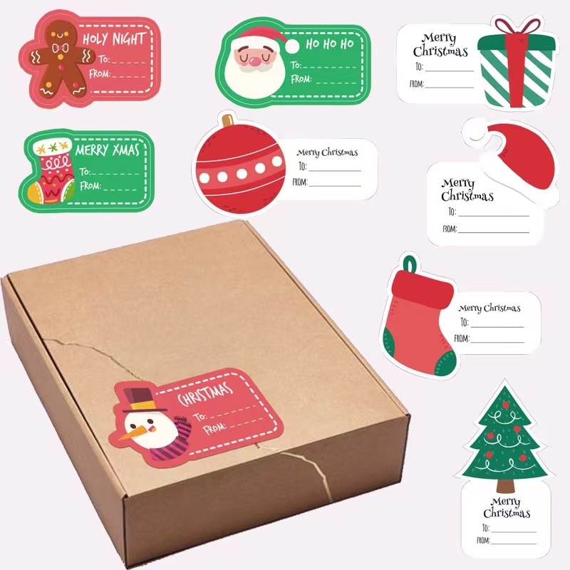 100Pcs Cute Christmas Stickers Santa Xmas Tree Hat Stickers Christmas ...