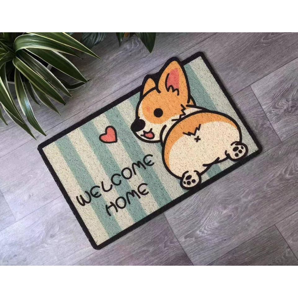 Luckyy_Animal Print Welcome Doormat Cat Puppy Dog Claw Yellow Corgi ...