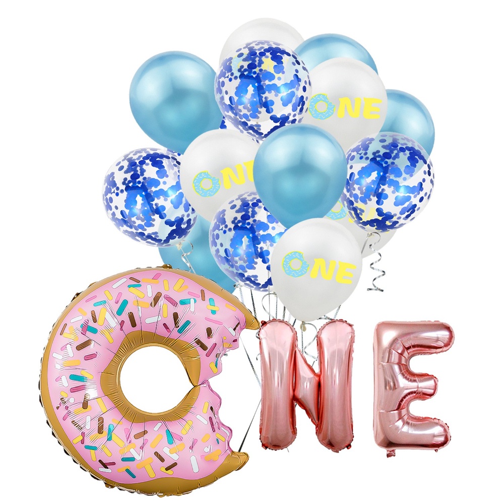 Doughnut one latex balloon 1-year-old baby baptism 1st birthday party ...
