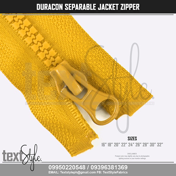 Textstyle Duracon Separable Zipper For Jacket Hoodies Coats Size 16 to 32 Inches Apparel Zipper ...