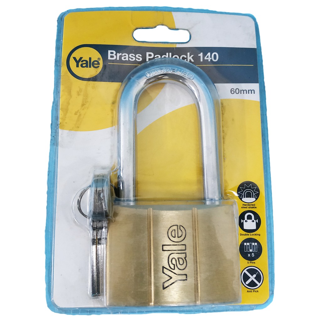 Original yale padlock solid brass long shackle 60mm | Shopee Philippines