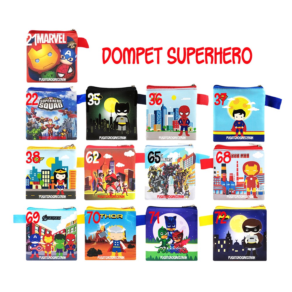 Mini Wallet Superhero Wonder Woman Spiderman Superman Batman Coin ...